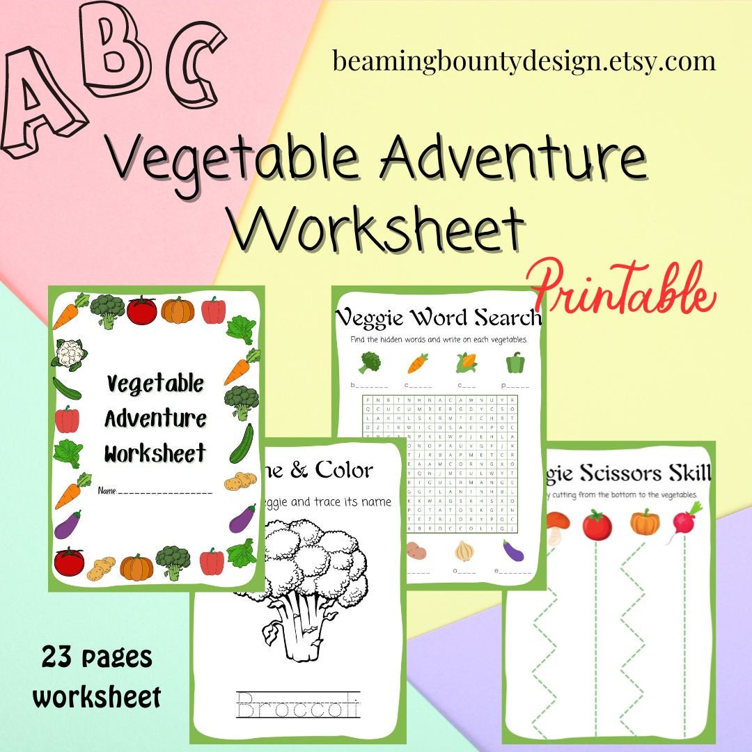 Vegetable Worksheet Set | Kids Fun Worksheet | Worksheet Set With ...