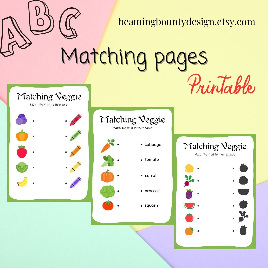 Vegetable Worksheet Set Kids Fun Worksheet Worksheet Set With Answer ...