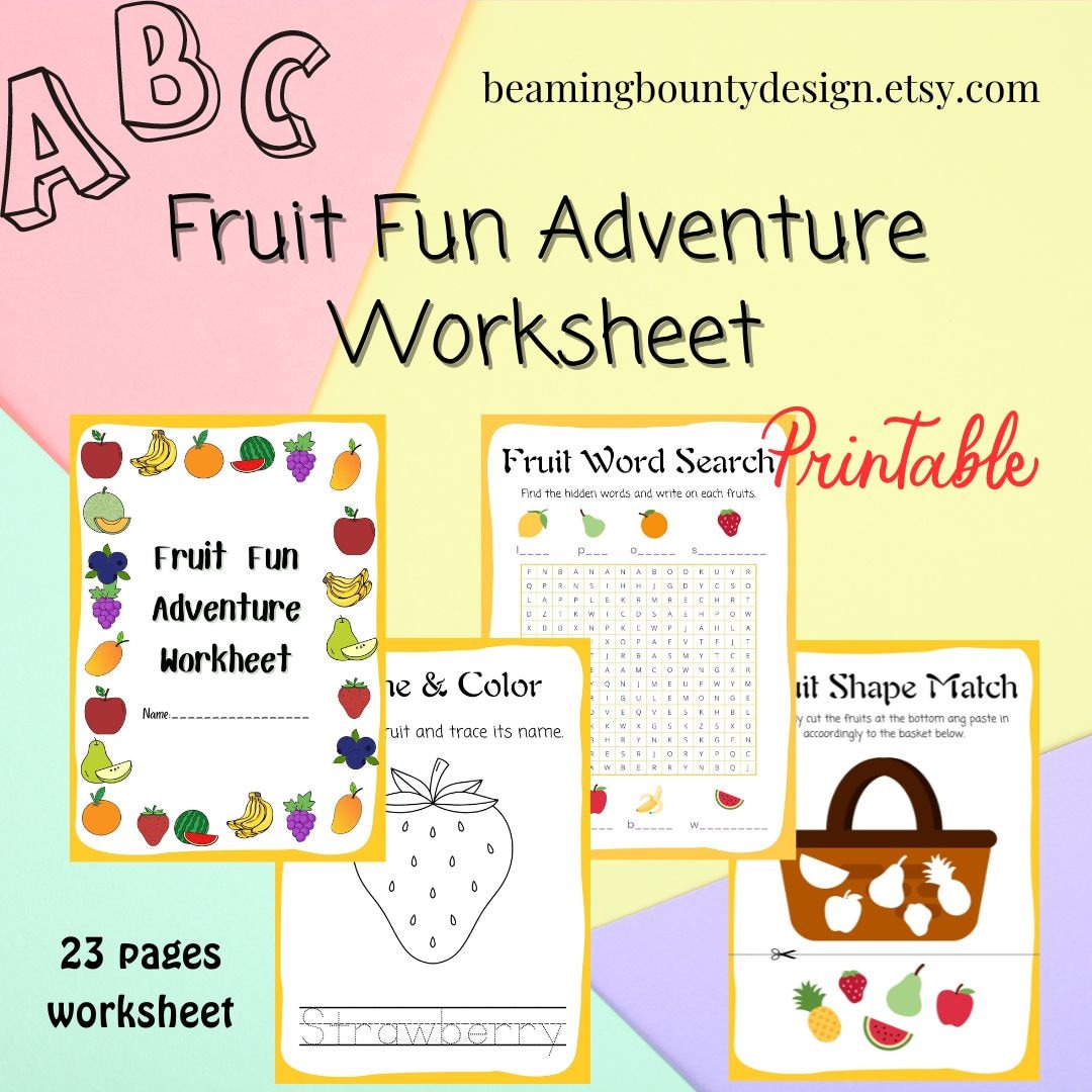 Fruit Fun Worksheet Set | Kids Fun Worksheet | Worksheet Set With ...
