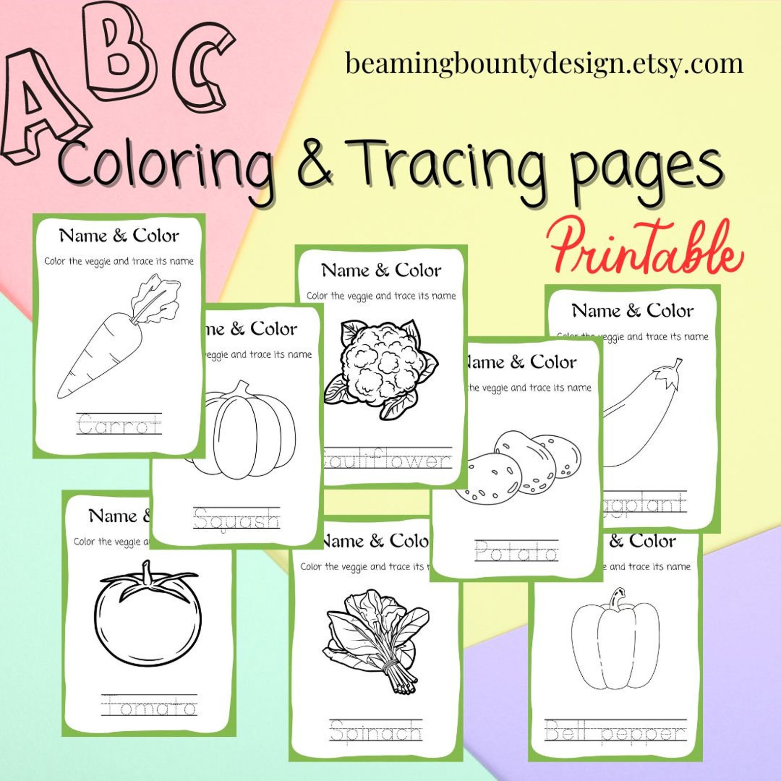 Vegetable Worksheet Set | Kids Fun Worksheet | Worksheet Set With ...