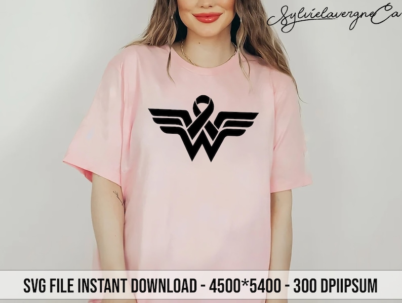 Cancer Ribbon Wonder Women Svg Superhero Ribbon Breast - Etsy