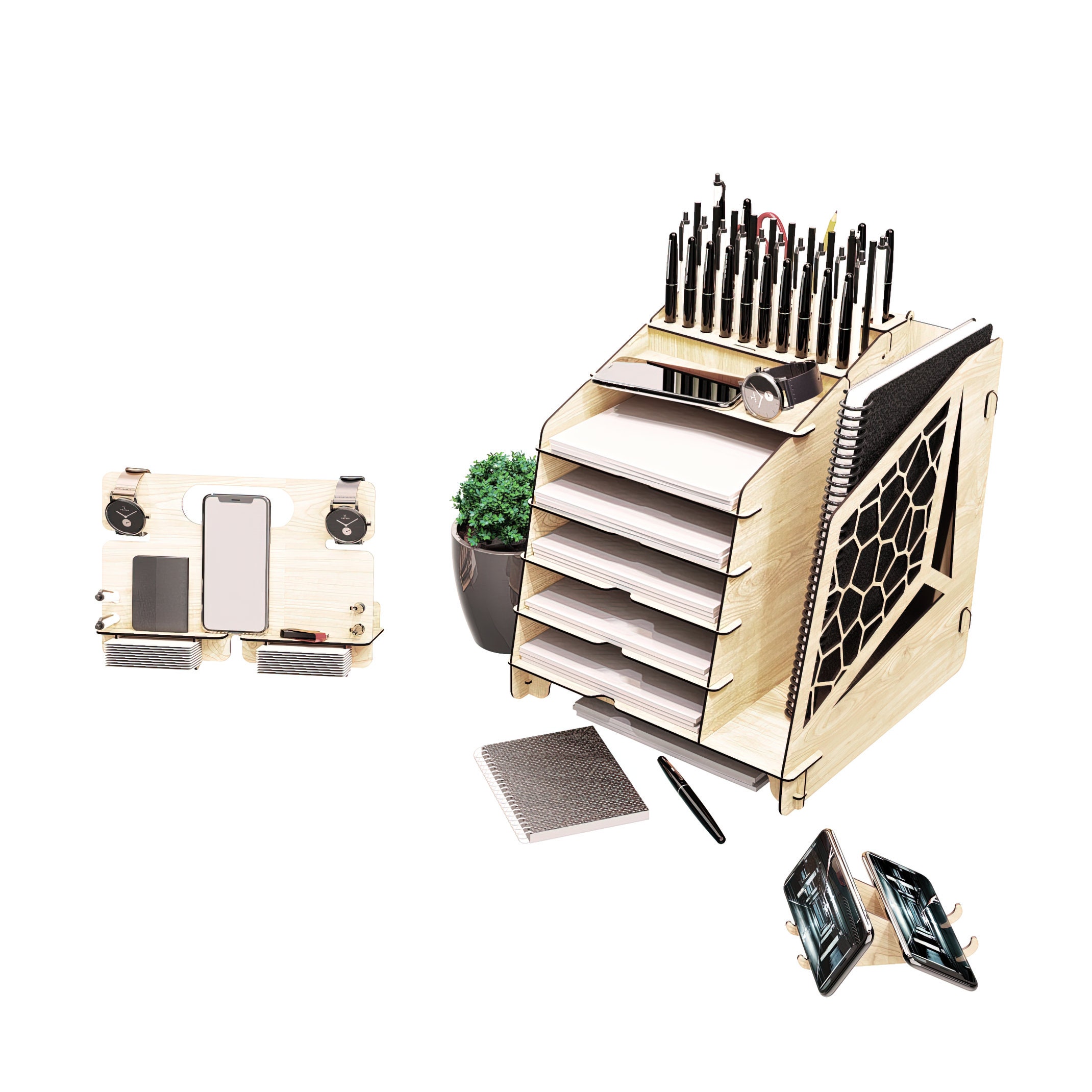 Wooden Desktop Organizer, Desk Shelf, Document Holder, Office ...