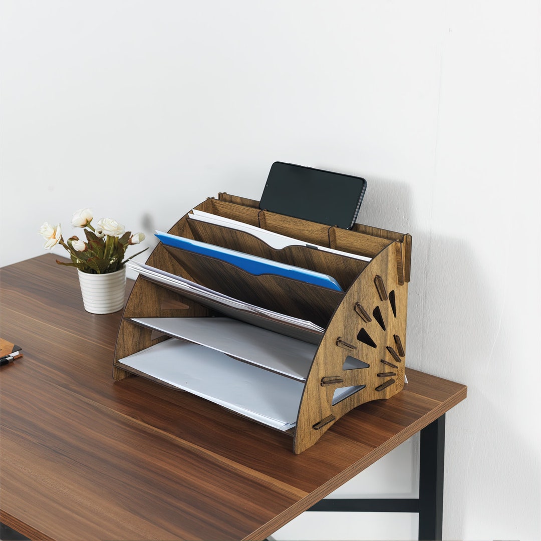 Wooden Desk Organizer, Desk Shelf, Document Holder, Office Accessories ...