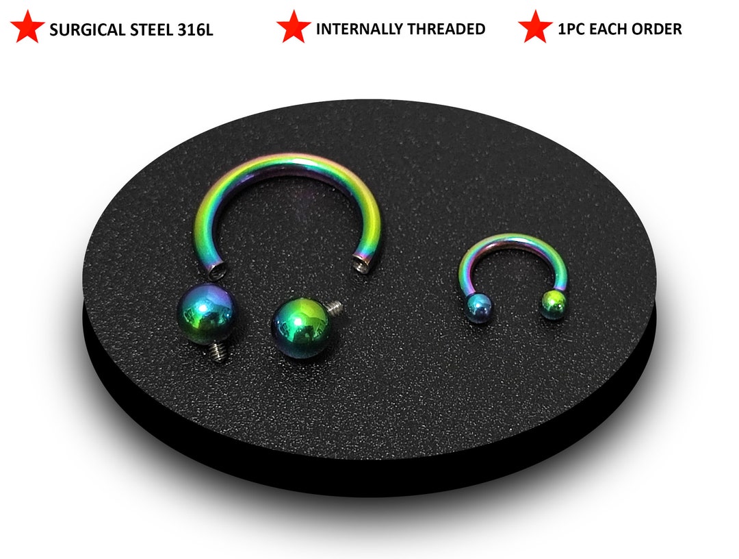 Rainbow Septum Ring, Septum Jewelry Internally Threaded Nose Ring Body ...