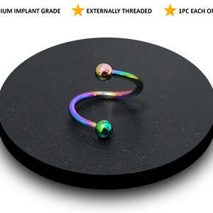 Titanium Rainbow Spiral Barbell Helix Ring Cartilage - Etsy