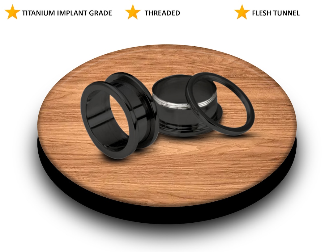 Black Ear Stretching Kit, Titanium Flesh Tunnel Plugs, Screw on Tunnel ...