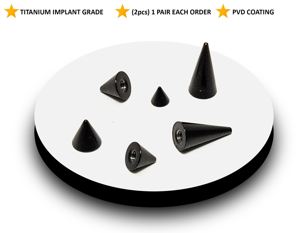 Black Spike Piercing Parts, 2pcs Replacement Spike/cone Titanium Body ...