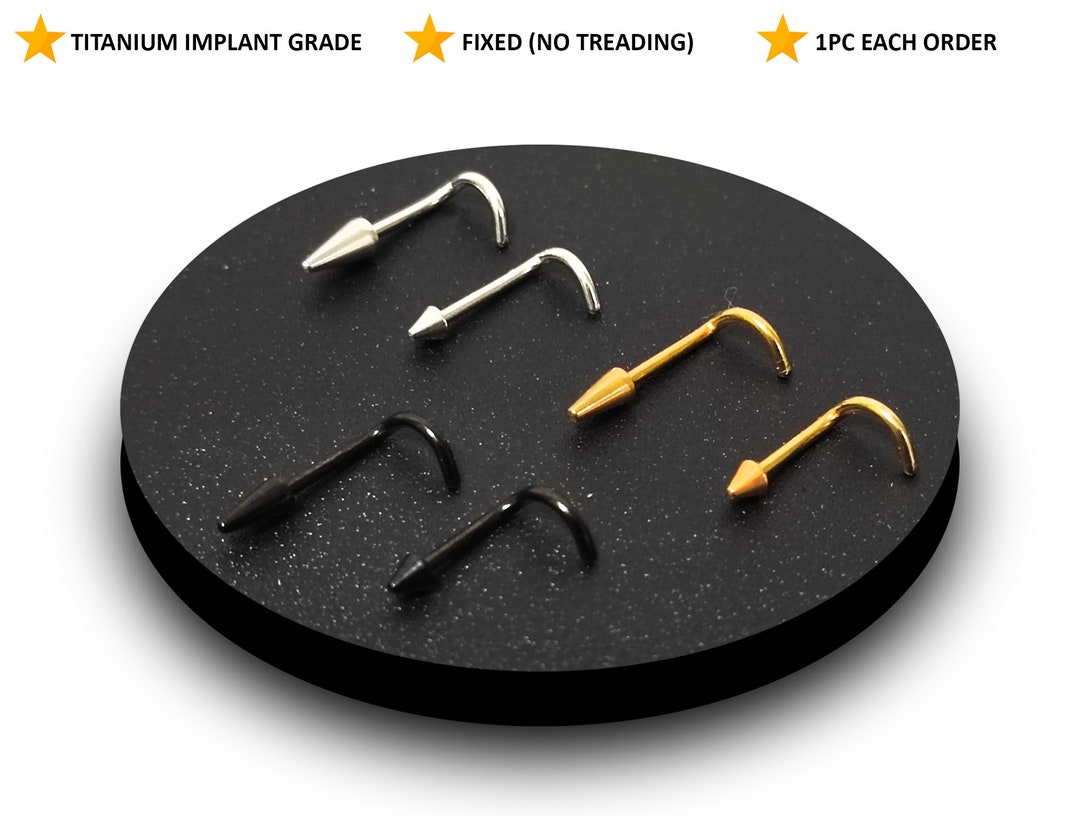 Titanium Cone/spike Nose Stud Nose Piercing 18G Fixed Spike Nostril ...