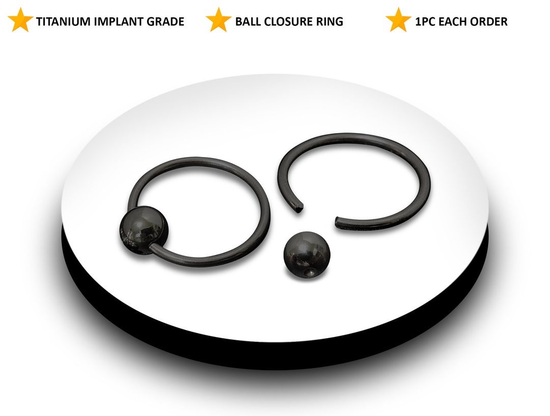Titanium Black Ball Closure Ring, Captive Bead Ring Nose Septum Ring ...