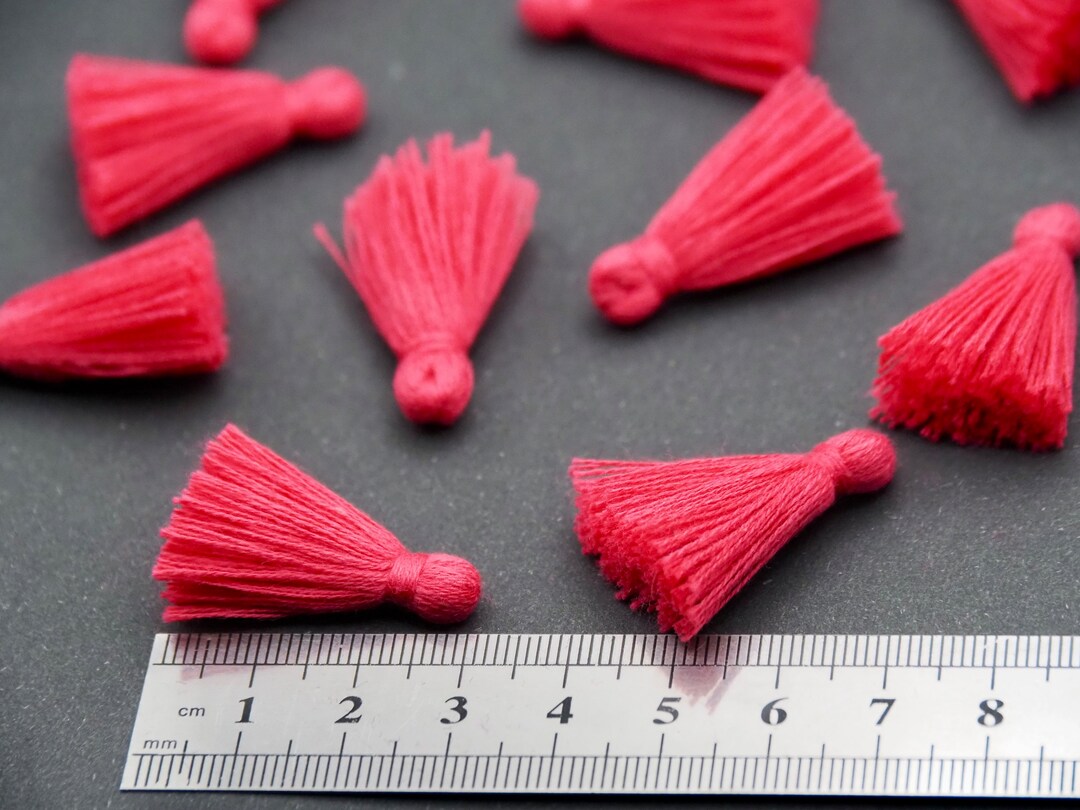 Mini Tassels for Craft Making 100 Pieces 3cm Fuchsia Pink Pure Cotton ...