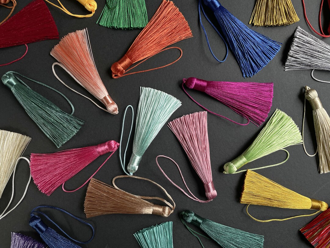Handmade Tassels With Loops 8cm Silky Tassels for Bookmark Candle Decor ...