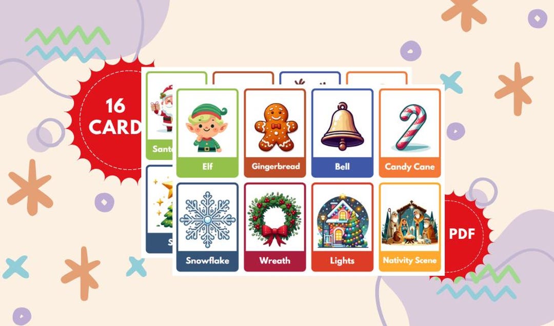 CHRISTMAS Vocabulary 16 Editable Montessori Cards Flash Cards ...
