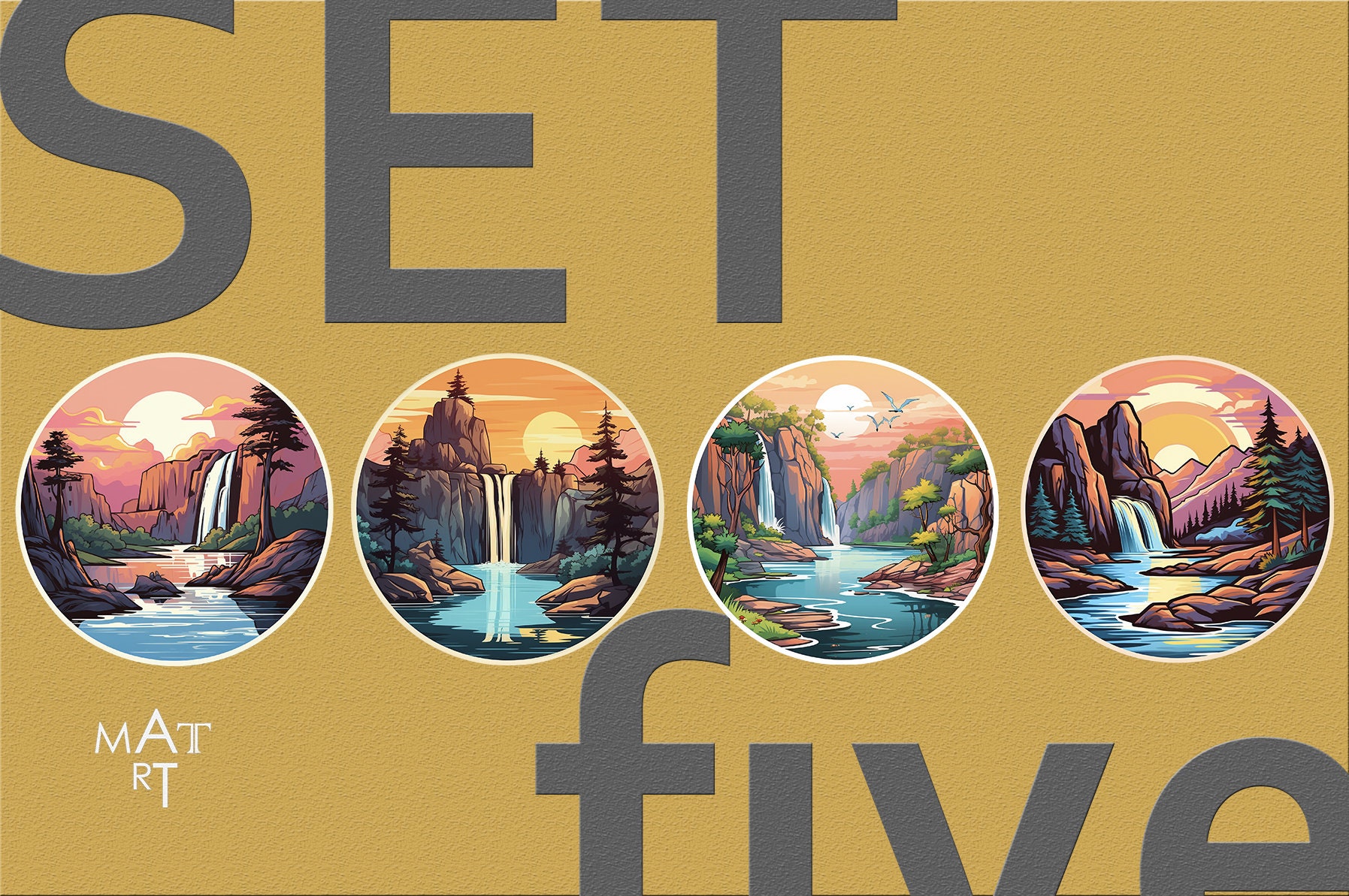 Waterfall Sticker Digital Download 4PCS 2048x2048 300dpi 64bit - Etsy