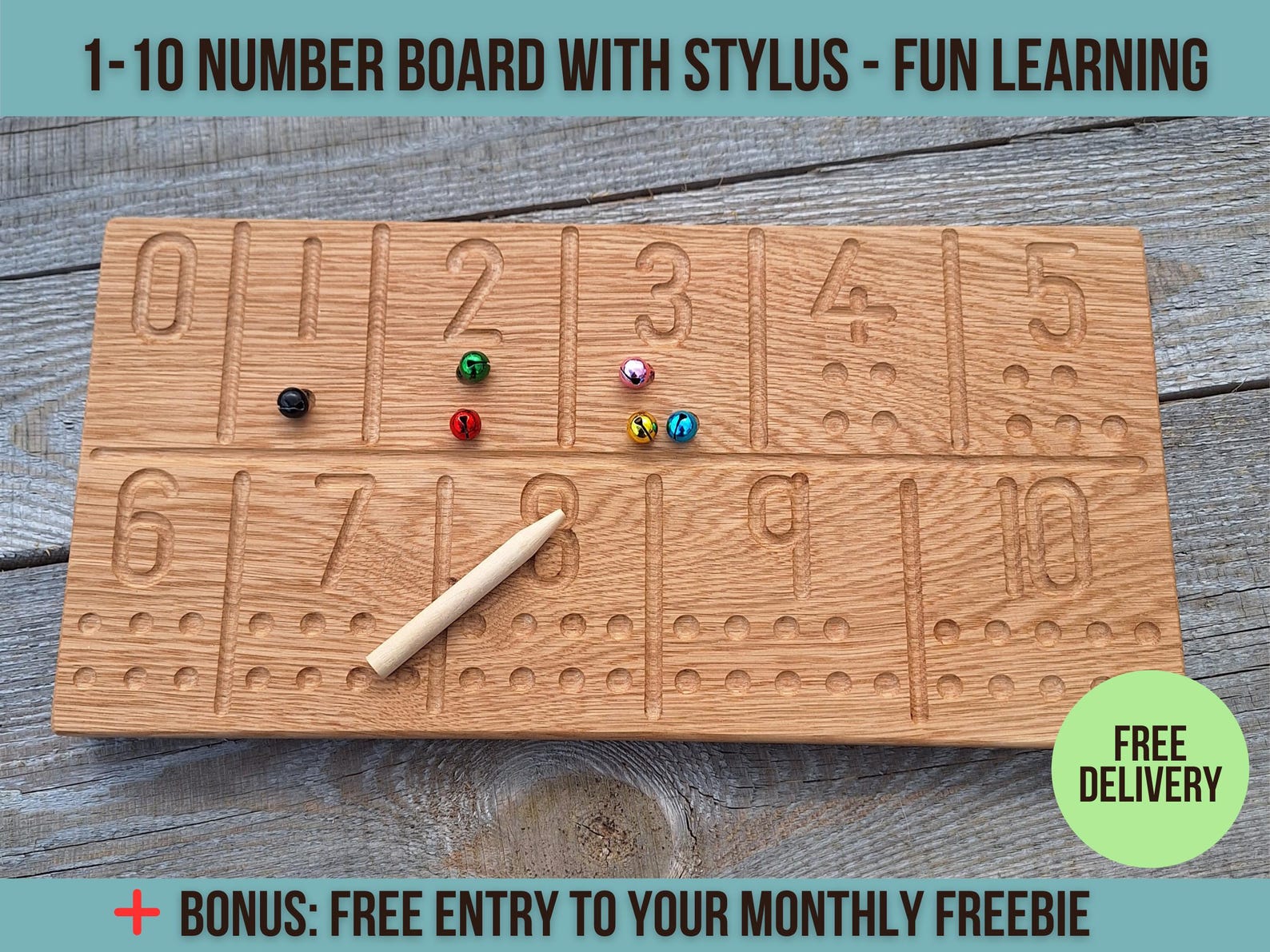 Number Tracing and Counting Board: 1-10 Counting, Oak Numbers Board ...