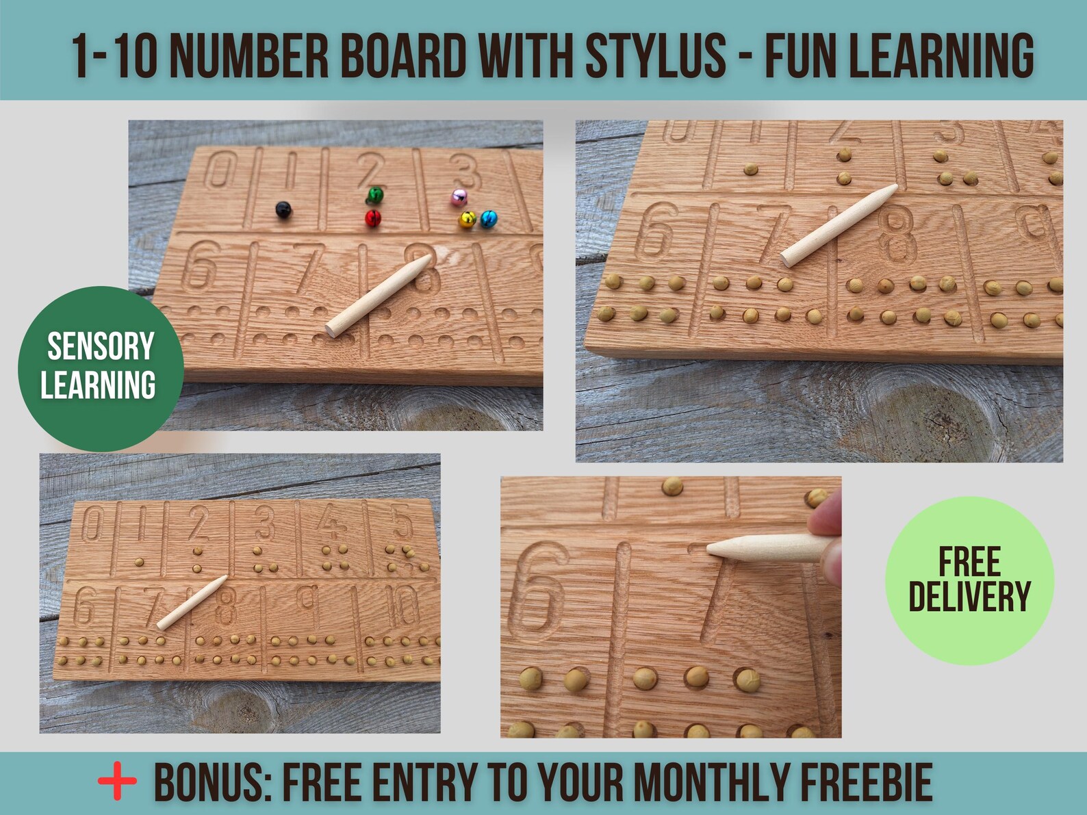 Number Tracing and Counting Board: 1-10 Counting, Oak Numbers Board ...