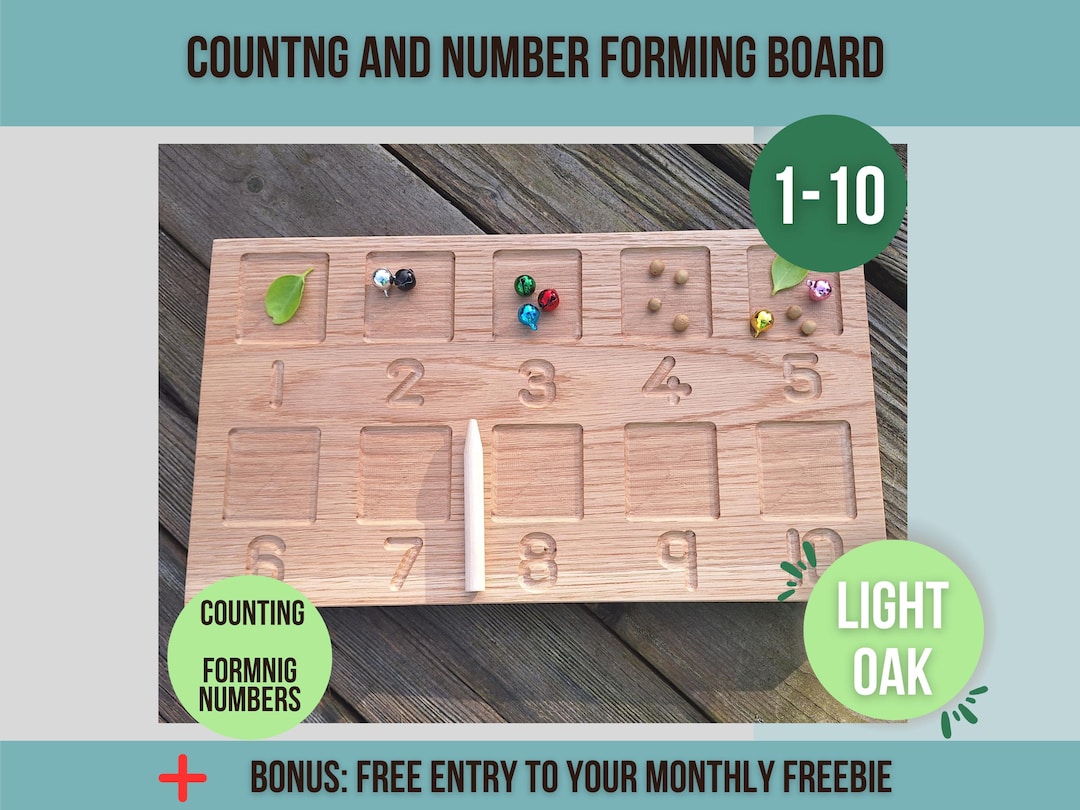 Montessori Maths Board: Light Oak Number Tracing & Counting, EYFS ...