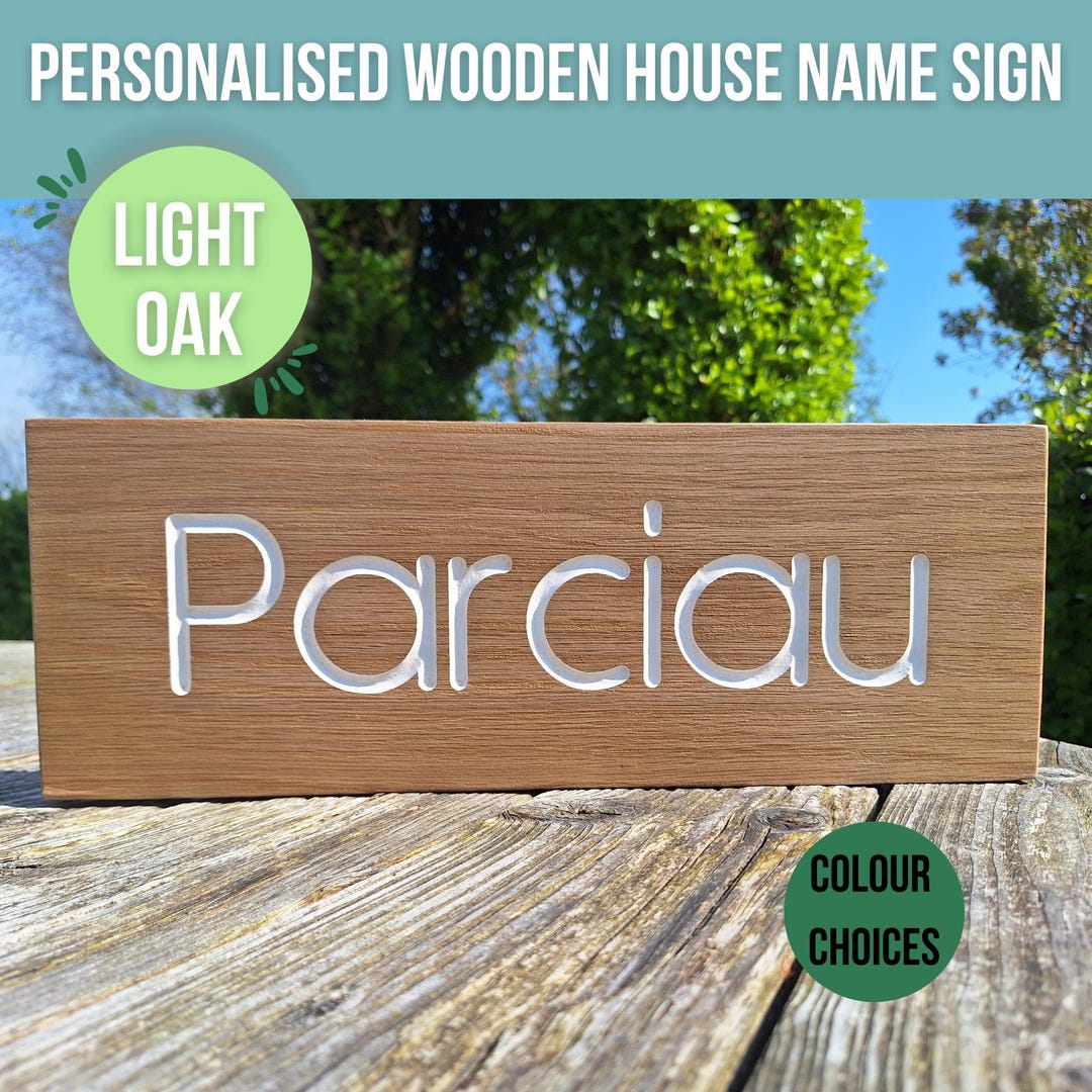 Personalised Oak House Name Sign, Custom Oak Home Name Plaque, House ...