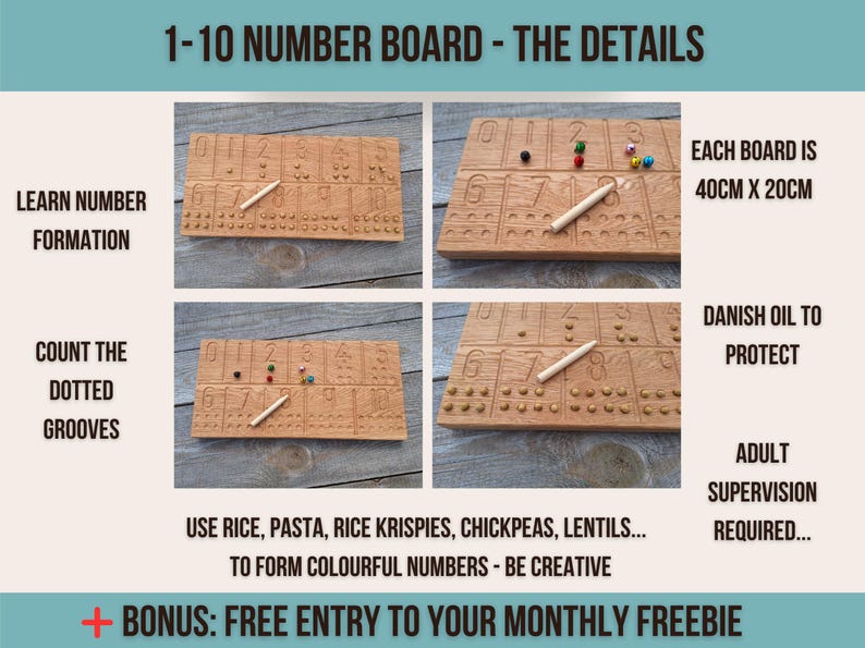 Number Tracing and Counting Board: 1-10 Counting, Oak Numbers Board ...