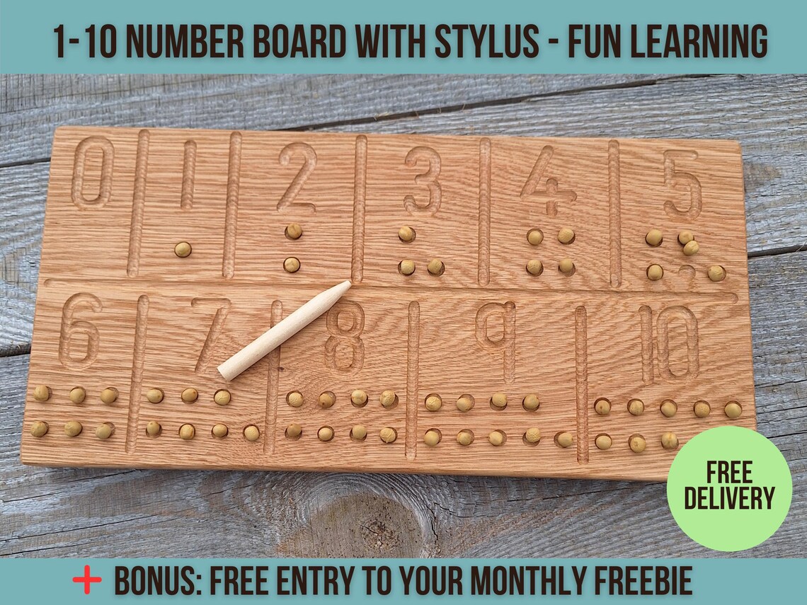 Number Tracing and Counting Board: 1-10 Counting, Oak Numbers Board ...