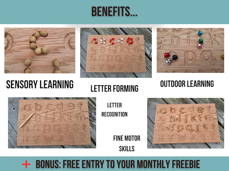 Oak Alphabet Letter Tracing Board: Montessori Sensory Learning, Letters ...