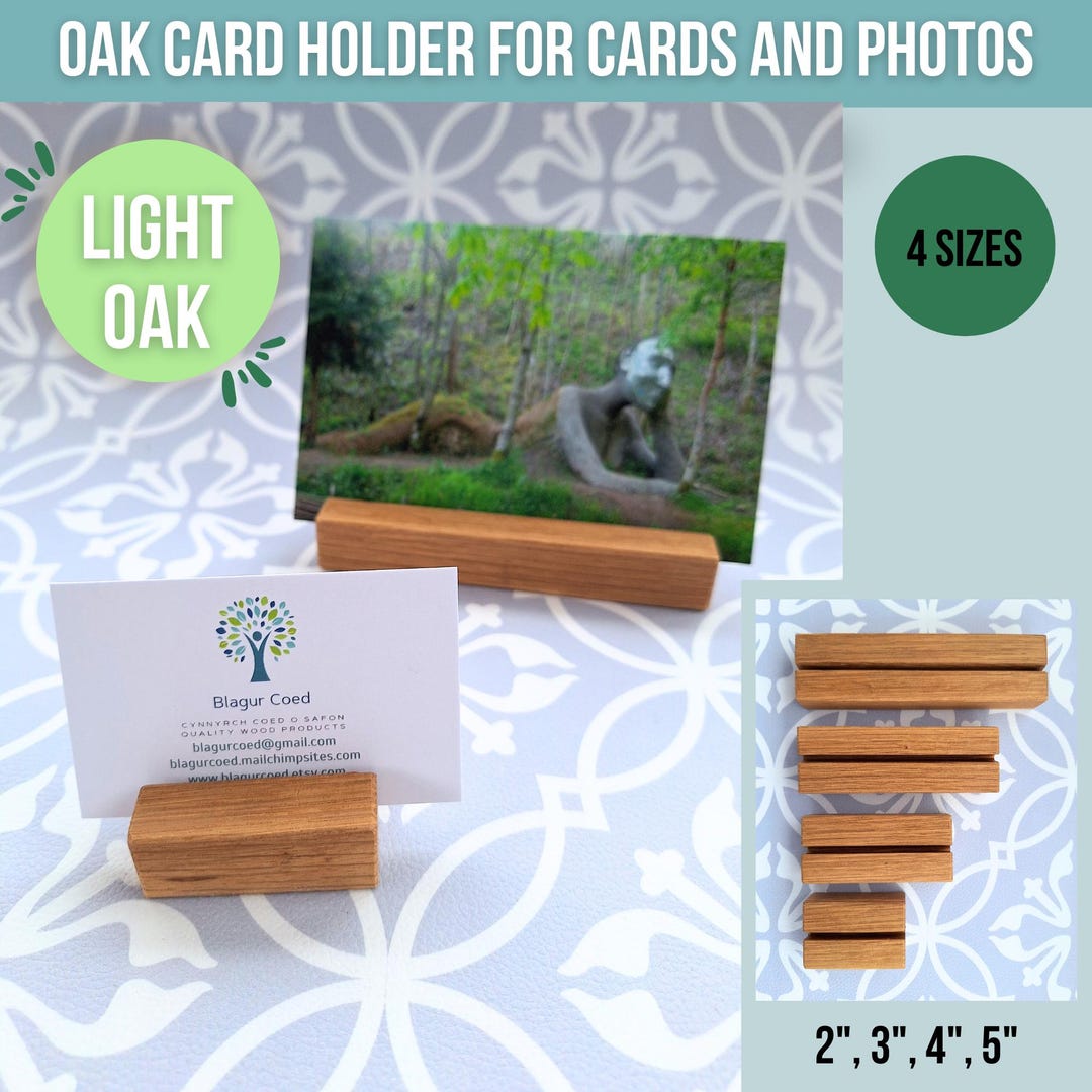Table Card Holder for Cards and Photos, Oak Photo Stand, Wood Card ...
