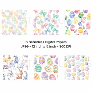 Pastel Easter Digital Papers - Seamless Spring Patterns - Bunnies, Eggs ...