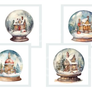 Snow Globe Clipart Watercolor Digital Paper Bundle 12 PNG Holiday ...
