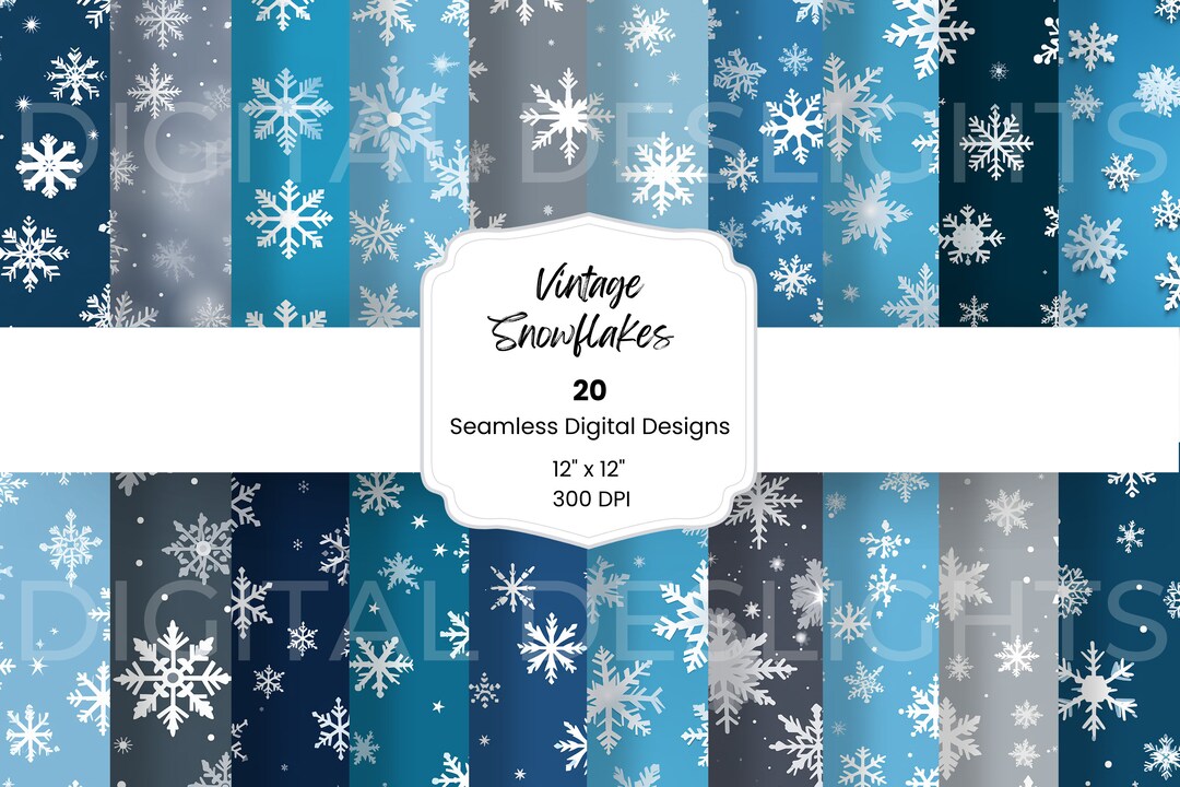 Winter Snowflakes Leaves - Watercolor Digital Paper PNG Holiday ...
