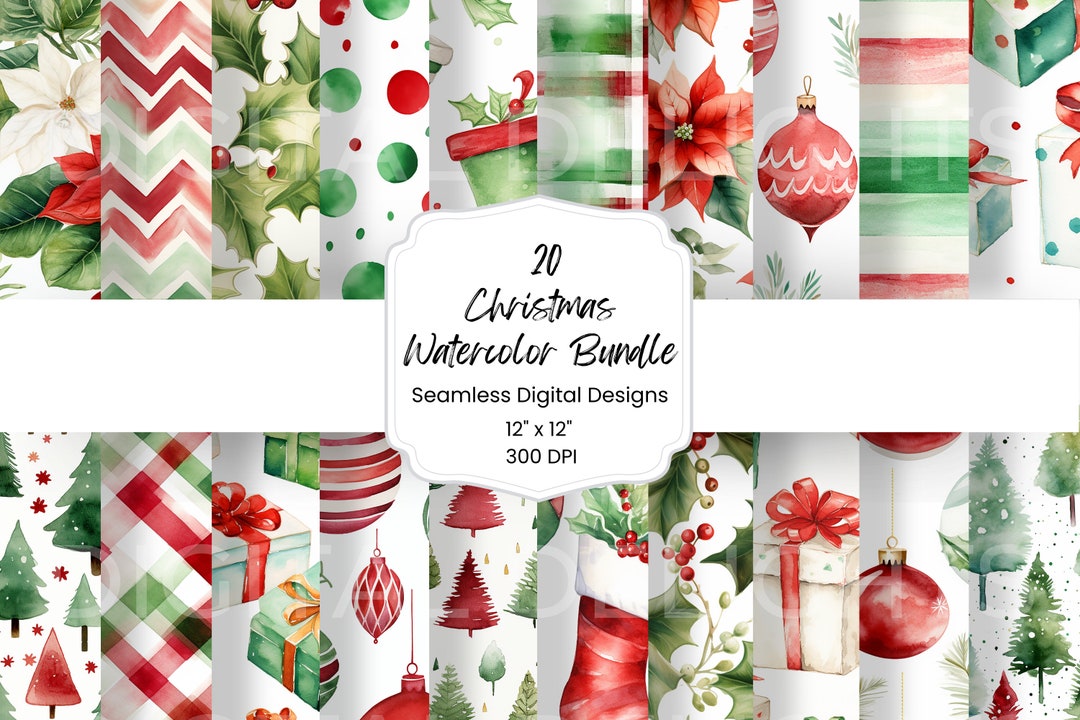 Christmas Digital Paper Holiday Scrapbook Papers Christmas Tree ...