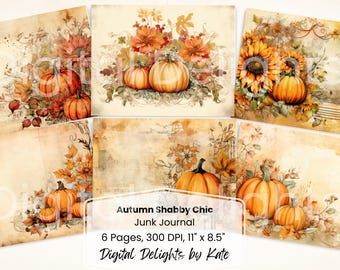 Autumn Walk Junk Journal Pages, Digital Fall Scrapbook Kit, Printable ...