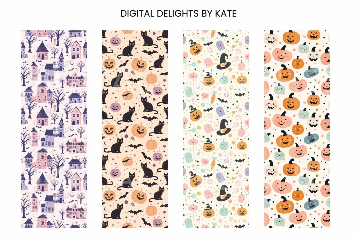 Cute Pastel Halloween Seamless Bundle Repeat Pattern Backgrounds ...