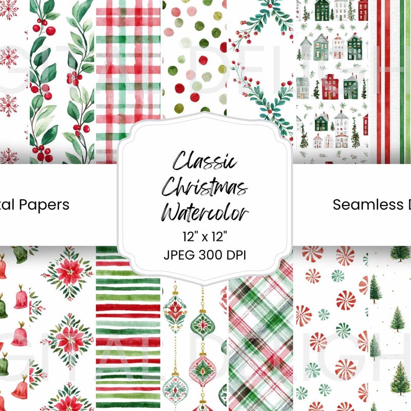 Watercolor Christmas Digital Paper - Etsy