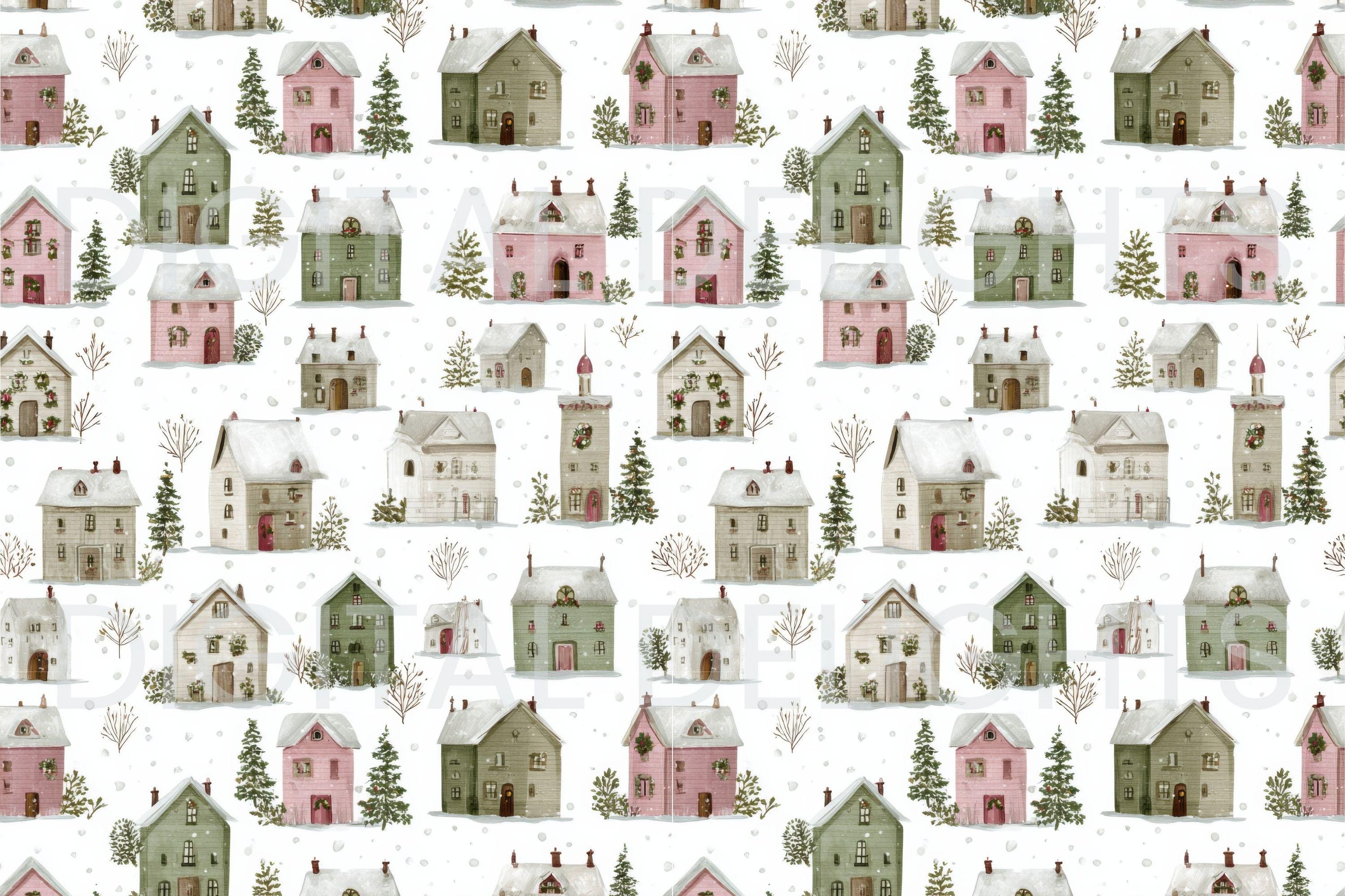 Shabby Chic Christmas Digital Paper Pack: Watercolor Holiday Seamless ...