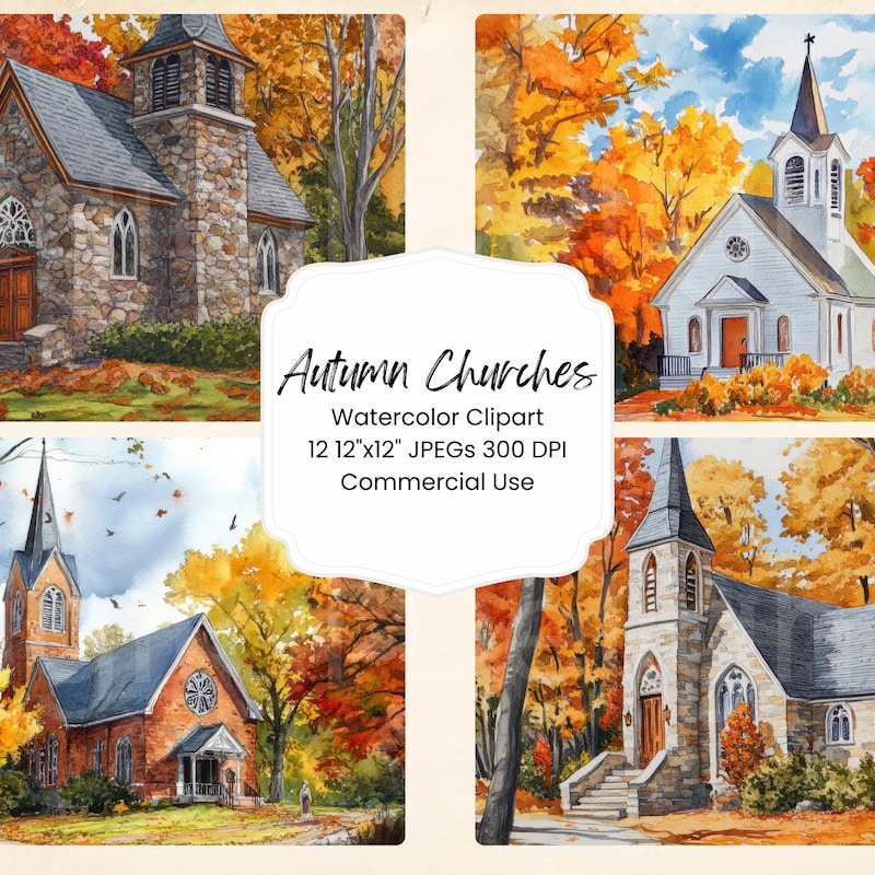 Fall Church Clipart - Etsy