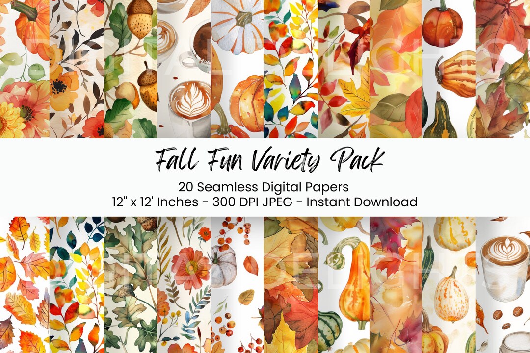 Fall Fun Seamless Watercolor Thanksgiving Seamless Autumn Floral ...