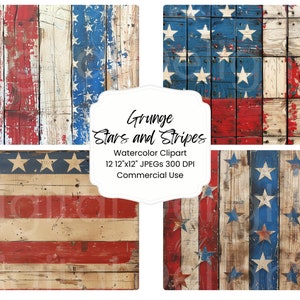 Grunge Stars and Stripes Digital Paper Bundle 4th of July12 JPG ...
