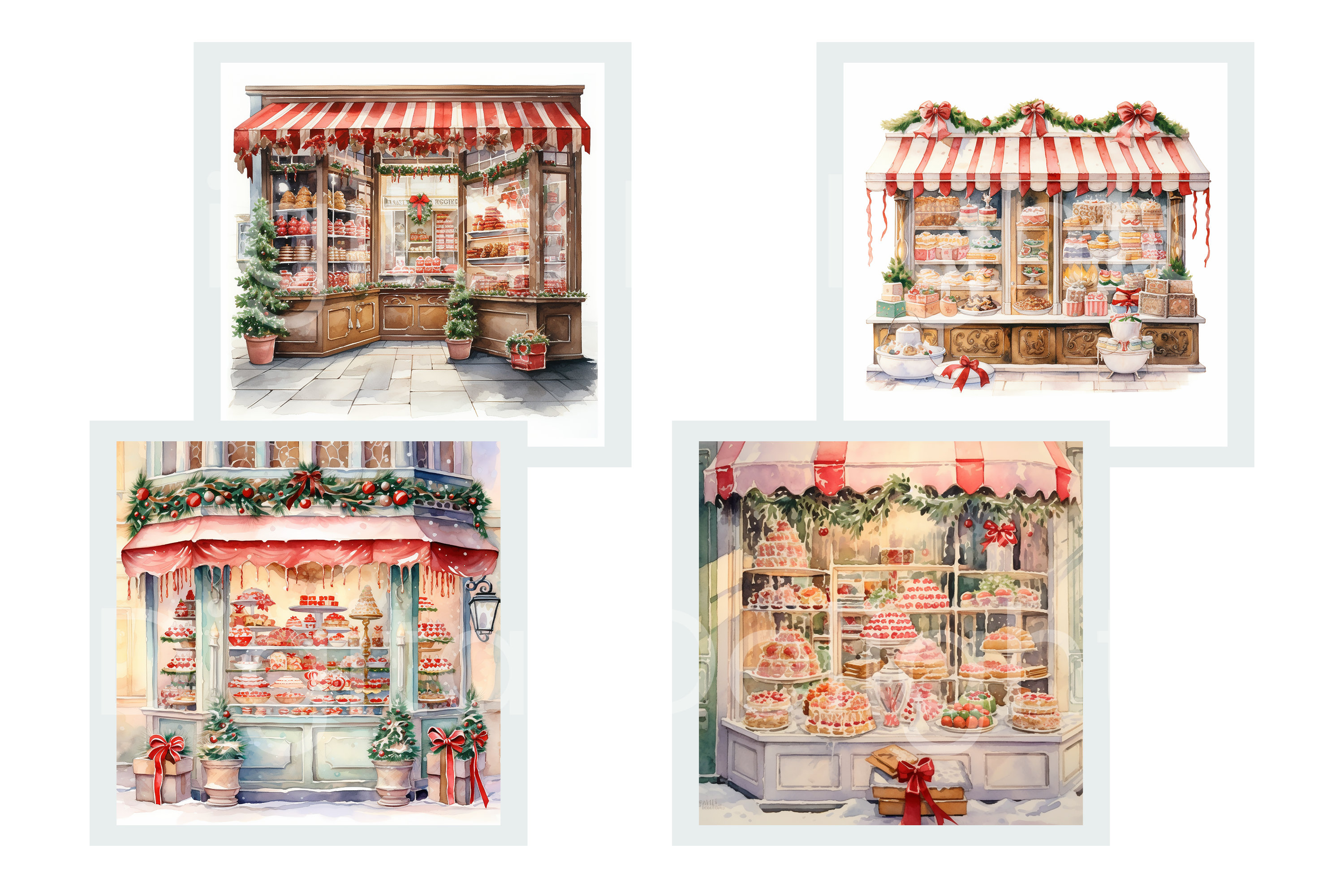 Christmas Bakery Clipart Watercolor Digital Paper Bundle 12 - Etsy