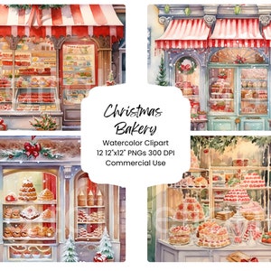 Christmas Bakery Clipart: Watercolor Holiday PNG Bundle (digital ...