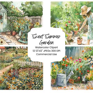 Sweet Summer Garden Watercolor Digital Paper Bundle 12 JPEG Files ...
