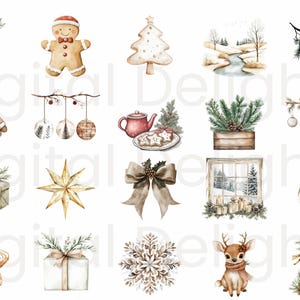 Neutral Christmas Clipart: Cozy Holiday PNG Bundle (100 Files) - Etsy