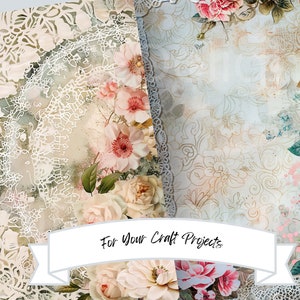 Floral Lace Junk Journal Kit Printable Pages Vintage Inspired Scrapbook ...