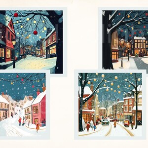 Quirky Christmas Street Digital Paper Bundle 12 JPEG Christmas Small ...