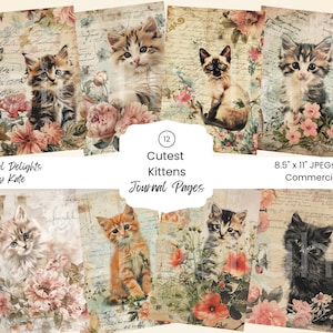 Cutest Kittens Junk Journal Digital Paper Floral 12 Digital Journal ...