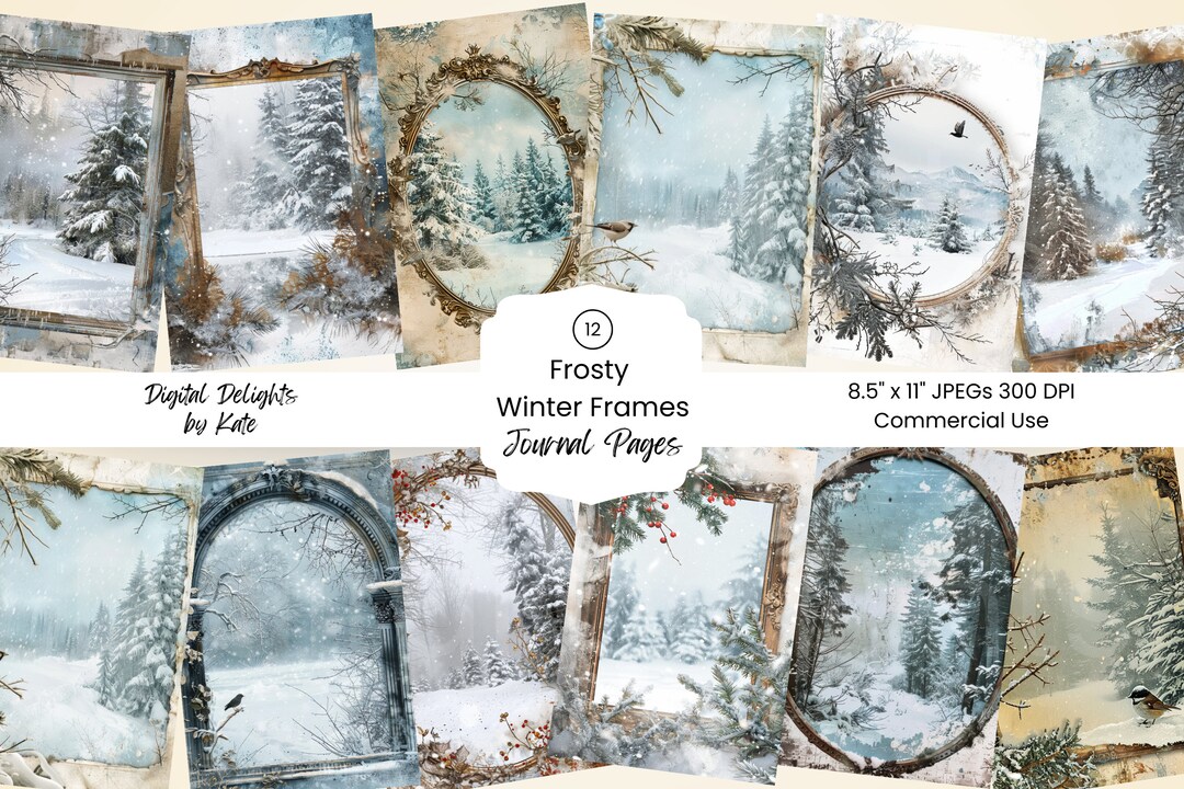 Frosty Winter Woodland Frames: Junk Journal Pages (digital Download) - Etsy