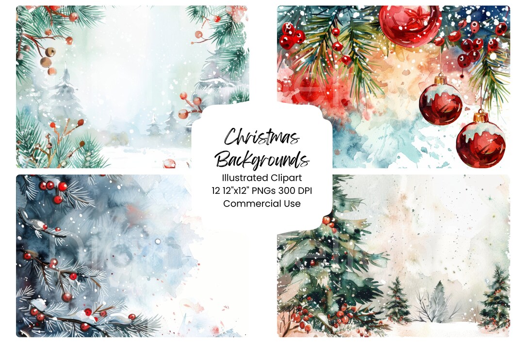 Vintage Holiday Border Clipart Vintage Watercolor Digital Paper Bundle ...