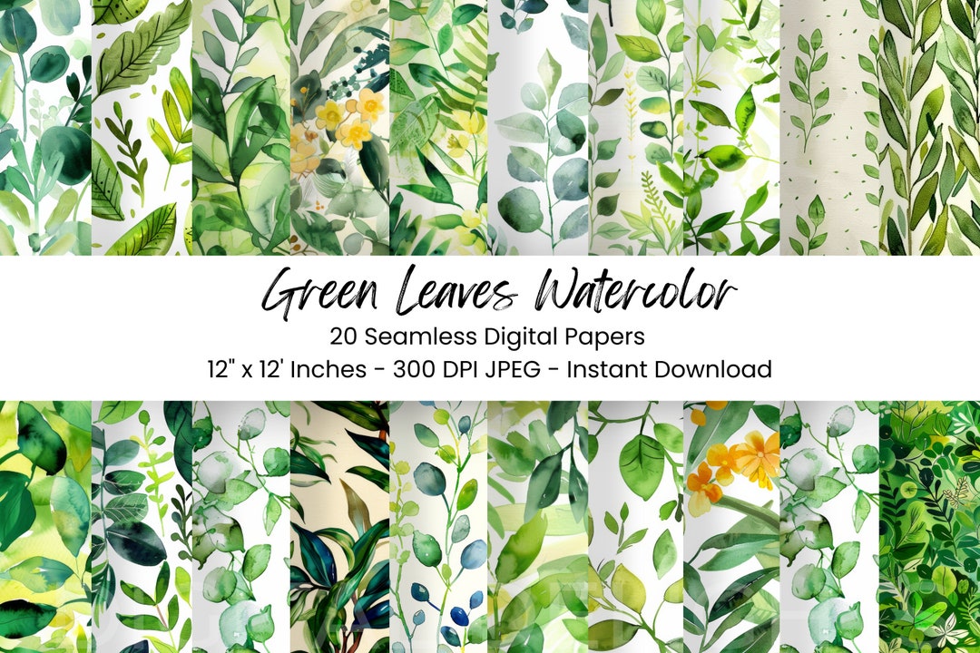 Gentle Leaves Seamless Watercolor Digital Paper Eucalyptus Greenery ...
