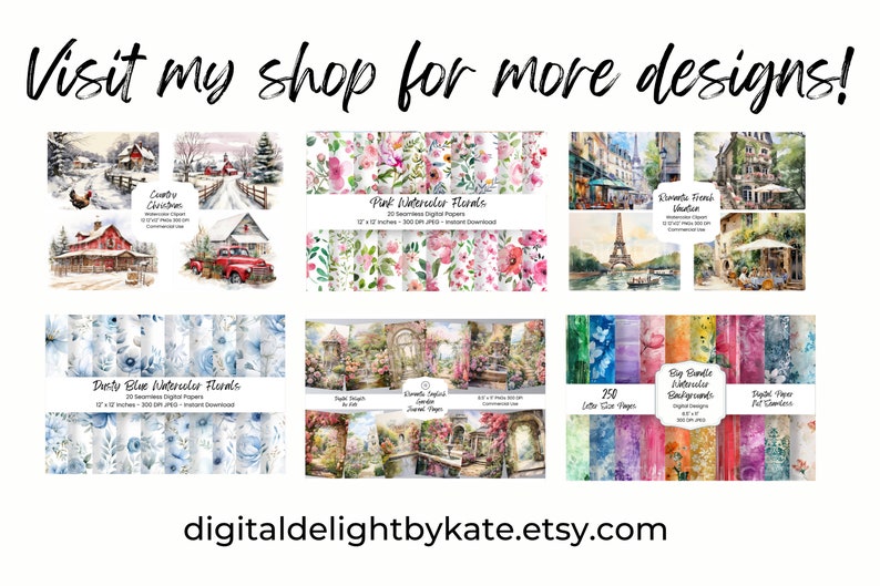 Watercolor Wildflower Digital Paper: 12" Seamless Floral Patterns ...