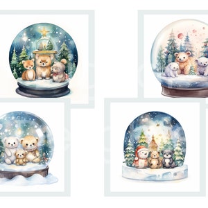 Baby Animal Snow Globe Clipart Watercolor Digital Paper Bundle 12 PNG ...