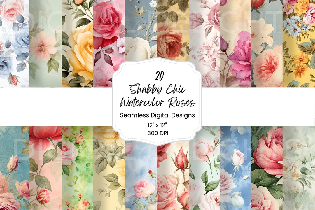 Rose Floral Vintage Digital Paper for Scrapbook Collage Sheet Shabby ...