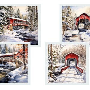 Winter Covered Bridge Digital Paper Bundle 12 PNG Files Clipart ...